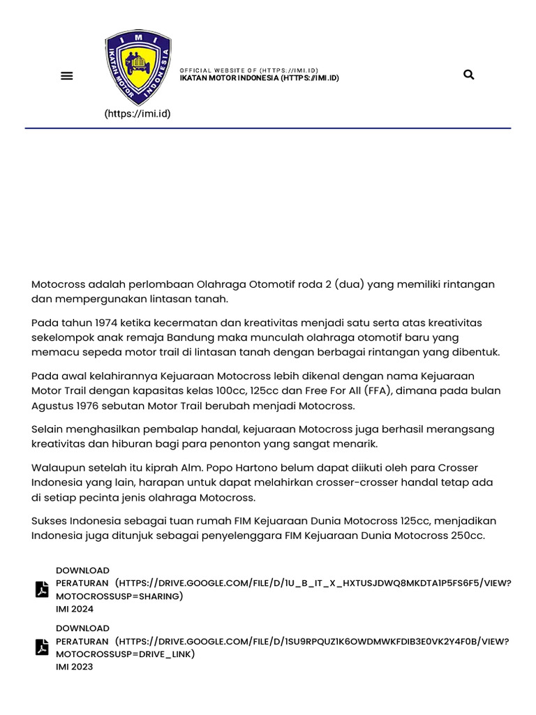 Motocross – IMI | PDF