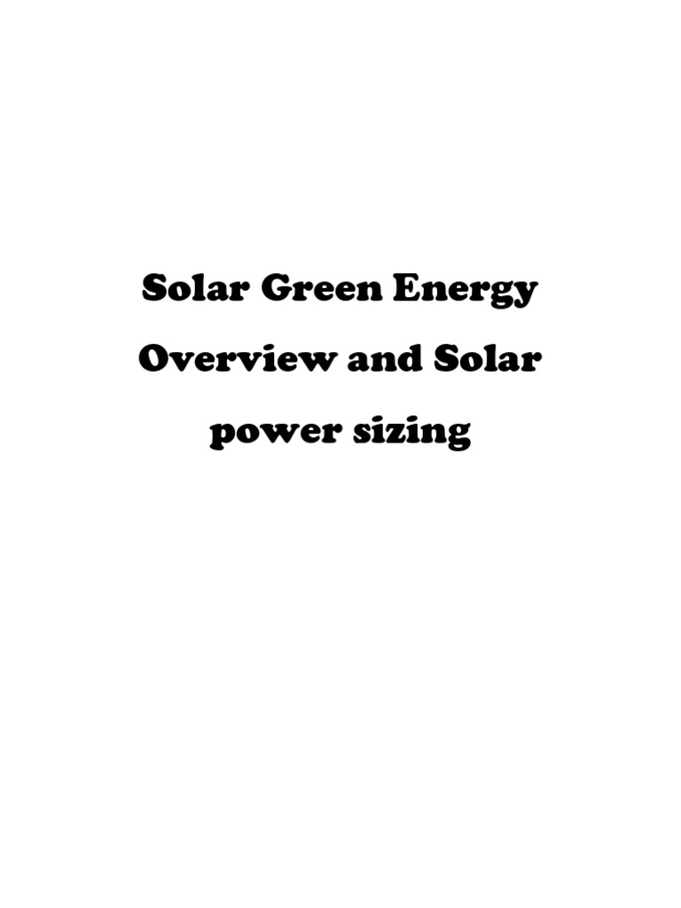 Solar Green Energy Overview & Sizing Guide | PDF | Solar Power ...