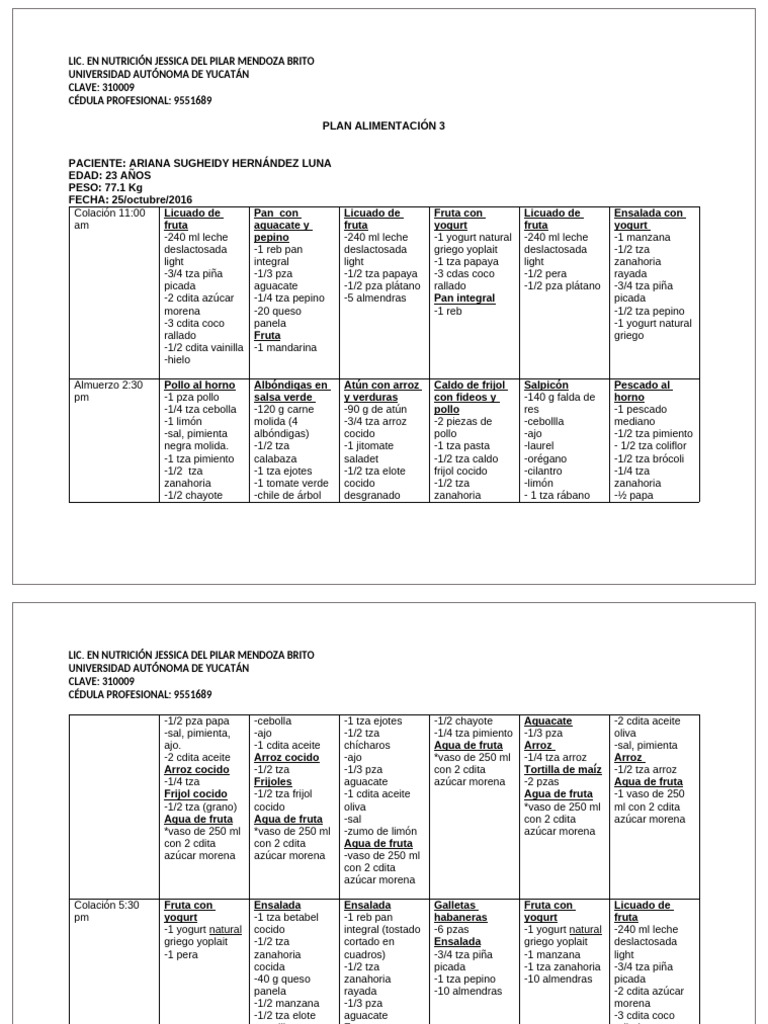 plan alimentacion 3 | PDF | ensalada | Alimentos