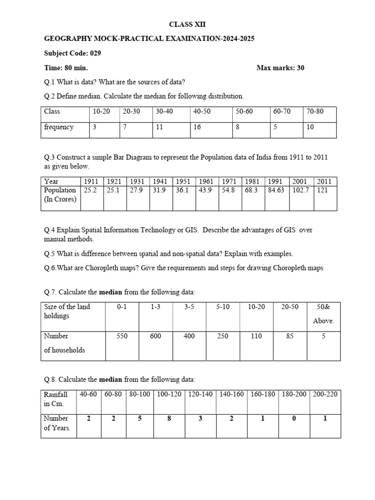 Class 12 Geography Practical Exam 2024-25 | PDF | Contour Line