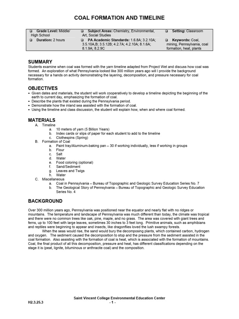 Coal Formation Process and Timeline | PDF | Coal | Peat