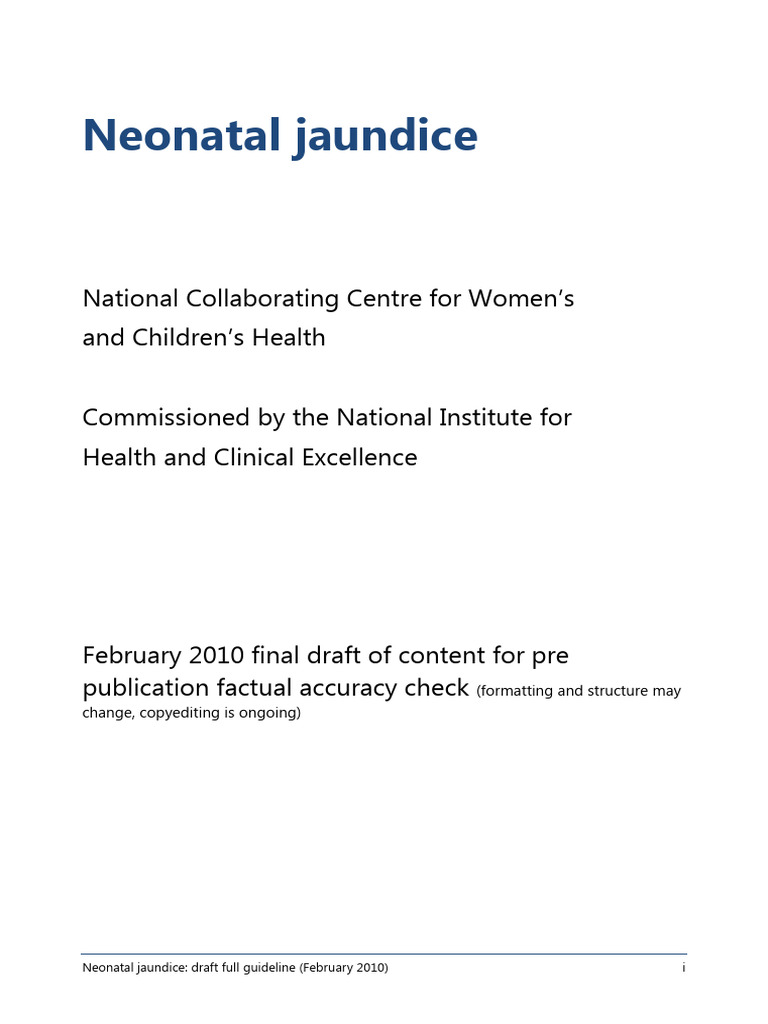 Neonatal Jaundice Prepublication Check Full Guideline2 | PDF ...