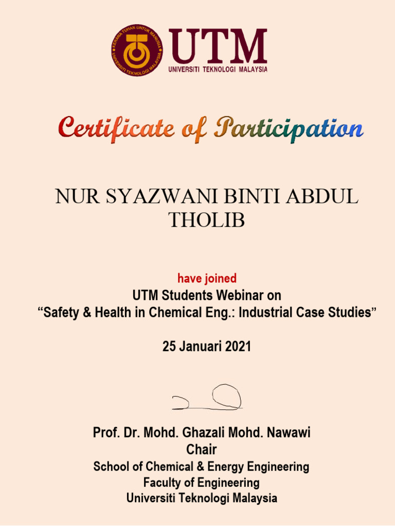 UTM Chem Eng Safety Webinar | PDF