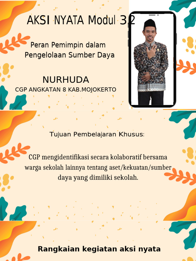 AKSI NYATA - MODUL 3.2 - NURHUDA, S.PD - Peran Pemimpin Dalam Pengelolaan Sumber Daya | PDF