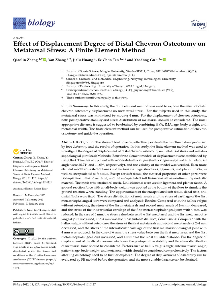 Effect of Displacement Degree of Distal Chevron Osteotomy Effet Du ...