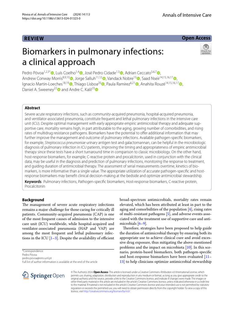 Biomarkers_in_pulmonary_infections_a_clinical_appr | PDF | Infection | Pneumonia