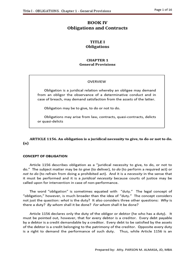 Notes 02 General Provisions On Obligations | PDF | Law Of Obligations ...