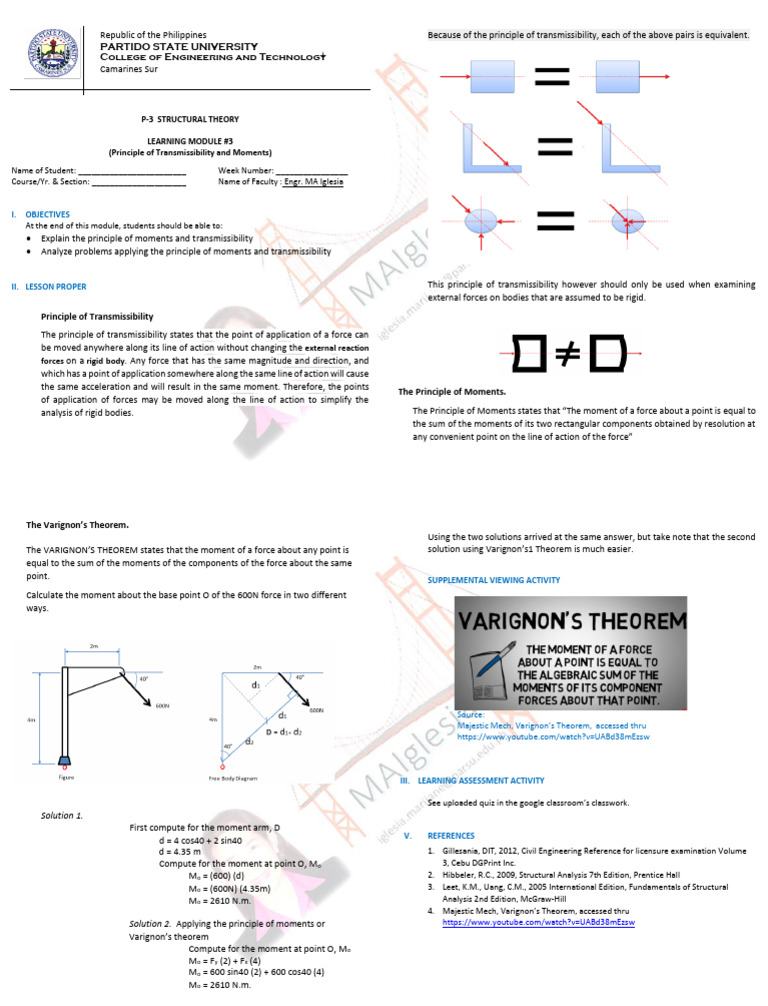 eory-Module-3.-Principles-of-Moment-and-Transmissibility | PDF | Force | Mechanical Engineering