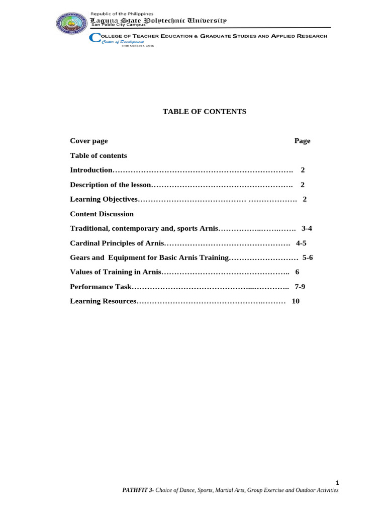 Arnis Training: Principles and Gear Guide | PDF