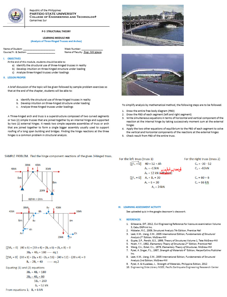 Three-Hinged Trusses Analysis Module | PDF | Truss | Structural Analysis