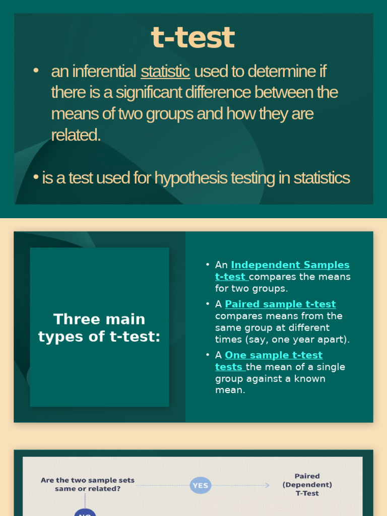 T-Test Types and Excel Guide | PDF | Student's T Test | Statistics