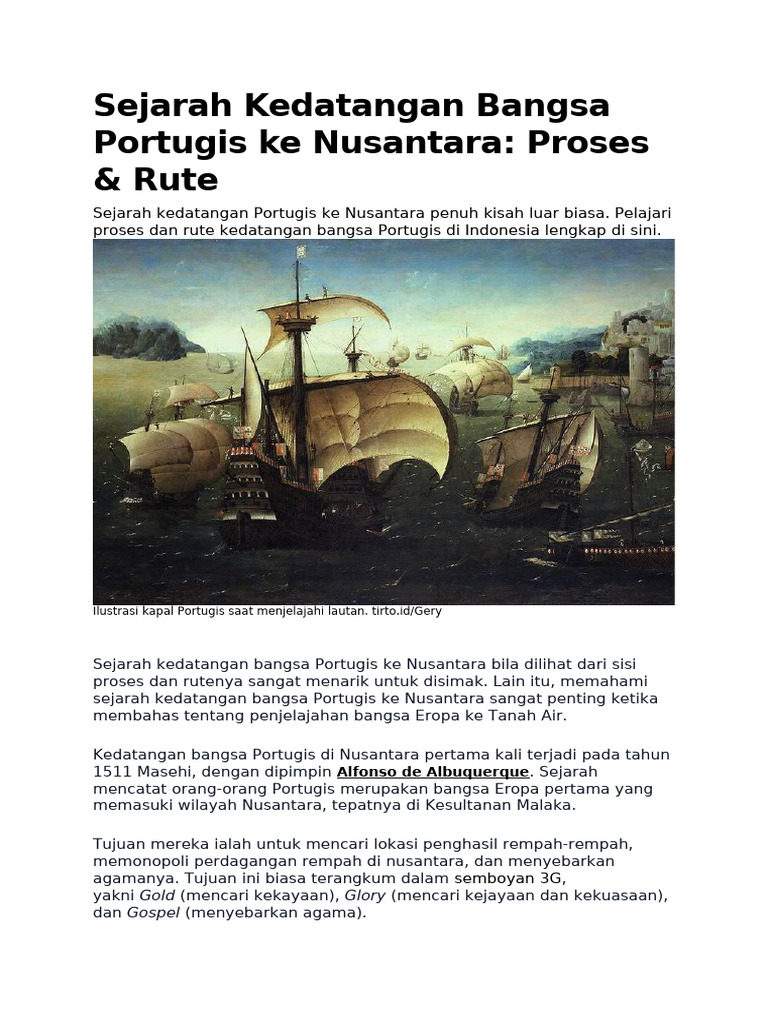 Sejarah Kedatangan Bangsa Portugis Ke Nusantara | PDF