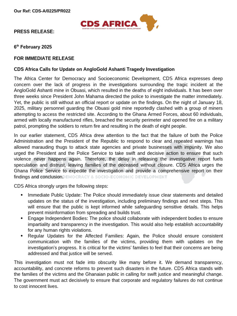 Cds Africa Demands Update | PDF | Police