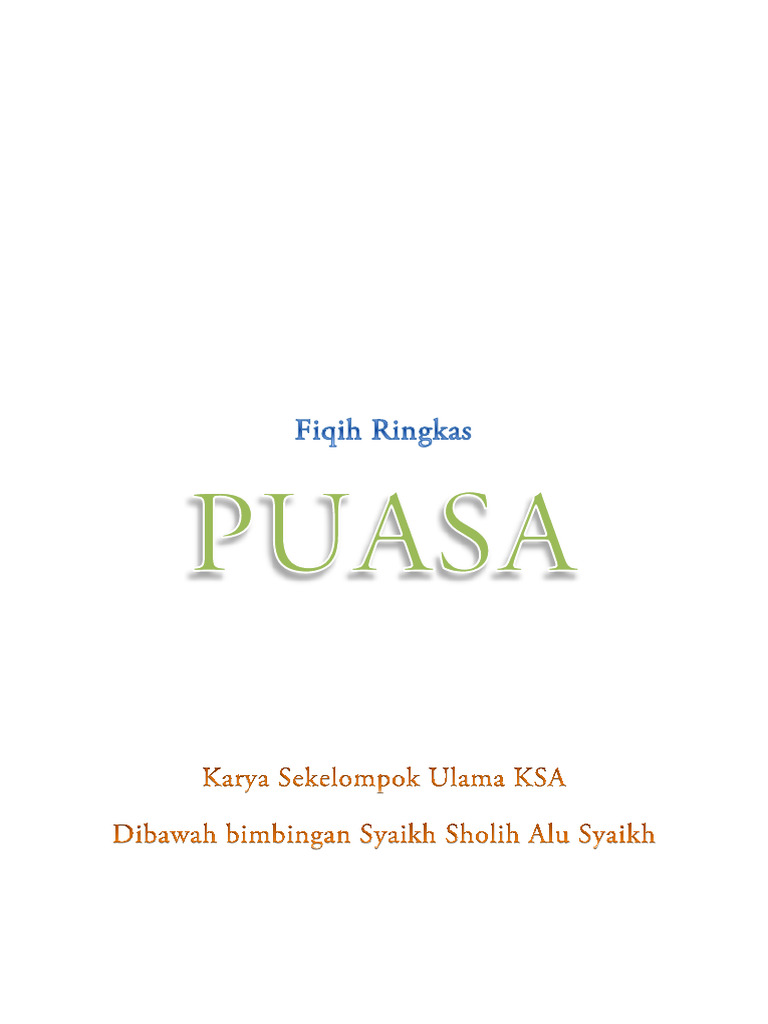 Fiqih Ringkas Puasa - Sekelompok Ulama KSA - EBS | PDF