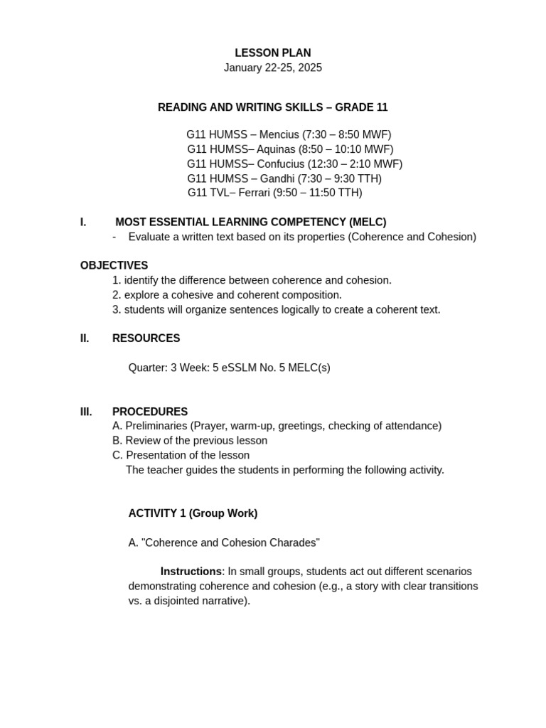 4a's Lesson Plan - Copy | PDF | Behavior Modification | Cognitive Science