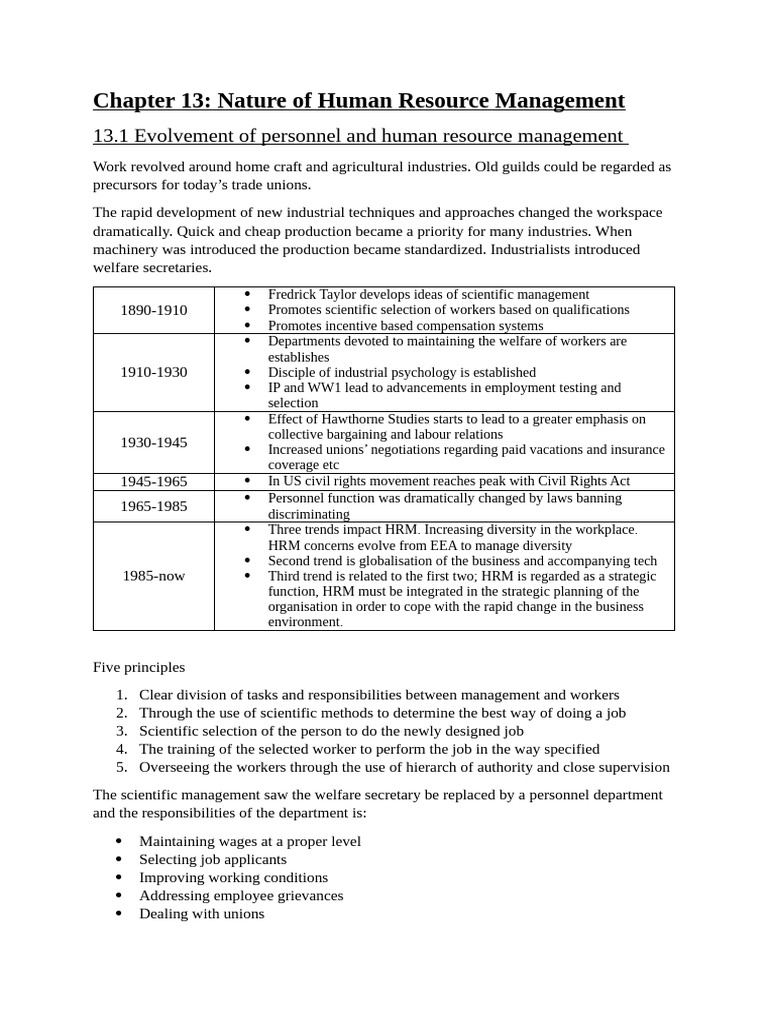 Evolution of Human Resource Management | PDF | Cost Of Living | Human ...