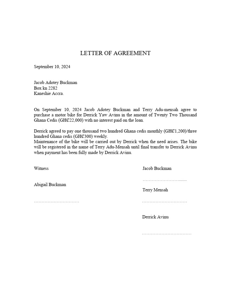 LETTER OF AGREEMENT | PDF