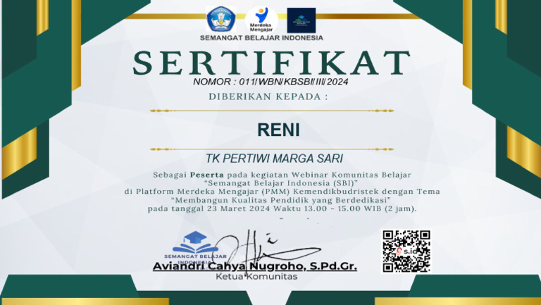 Sertifikat Reni | PDF