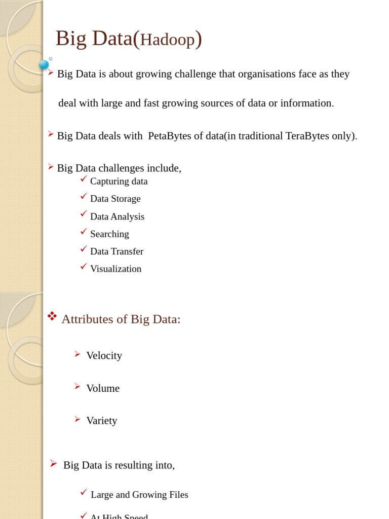 Big Data(Hadoop) ppt | PDF | Apache Hadoop | Map Reduce Big Data(Hadoop) ppt | PDF | Apache Hadoop | Map Reduce