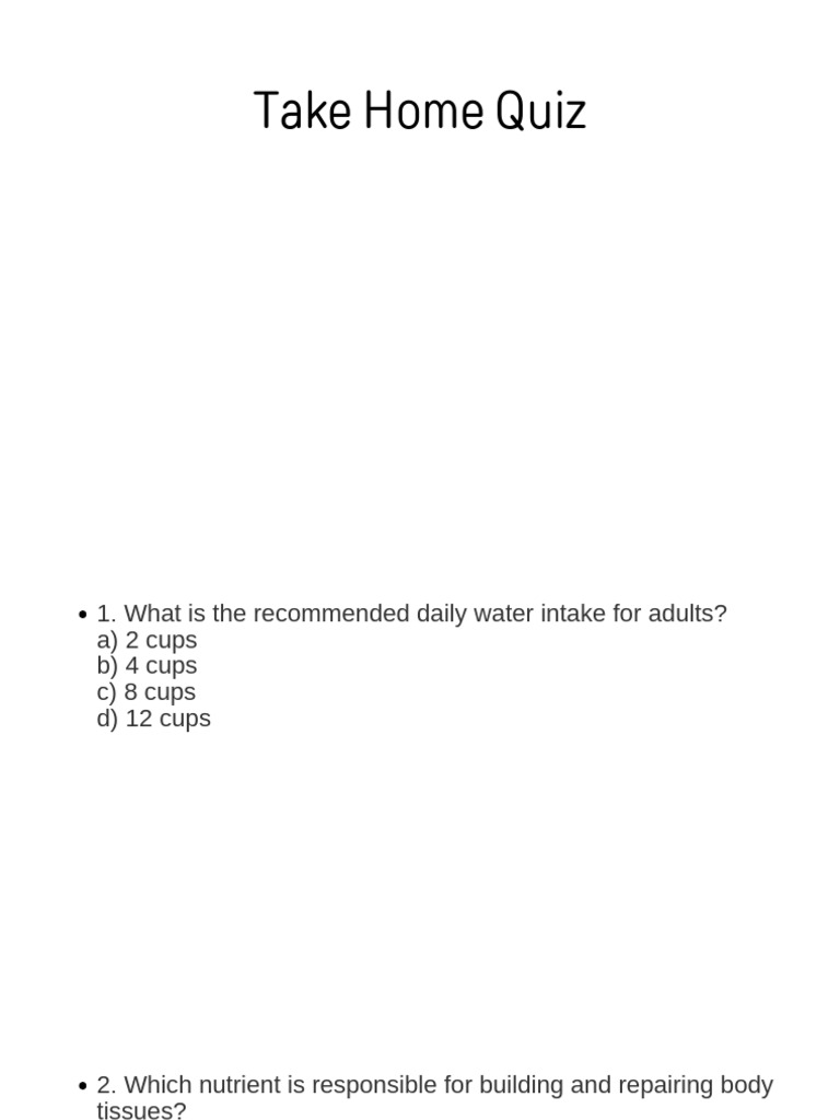 Health and Nutrition Quiz Questions | PDF | Cardiovascular Diseases ...