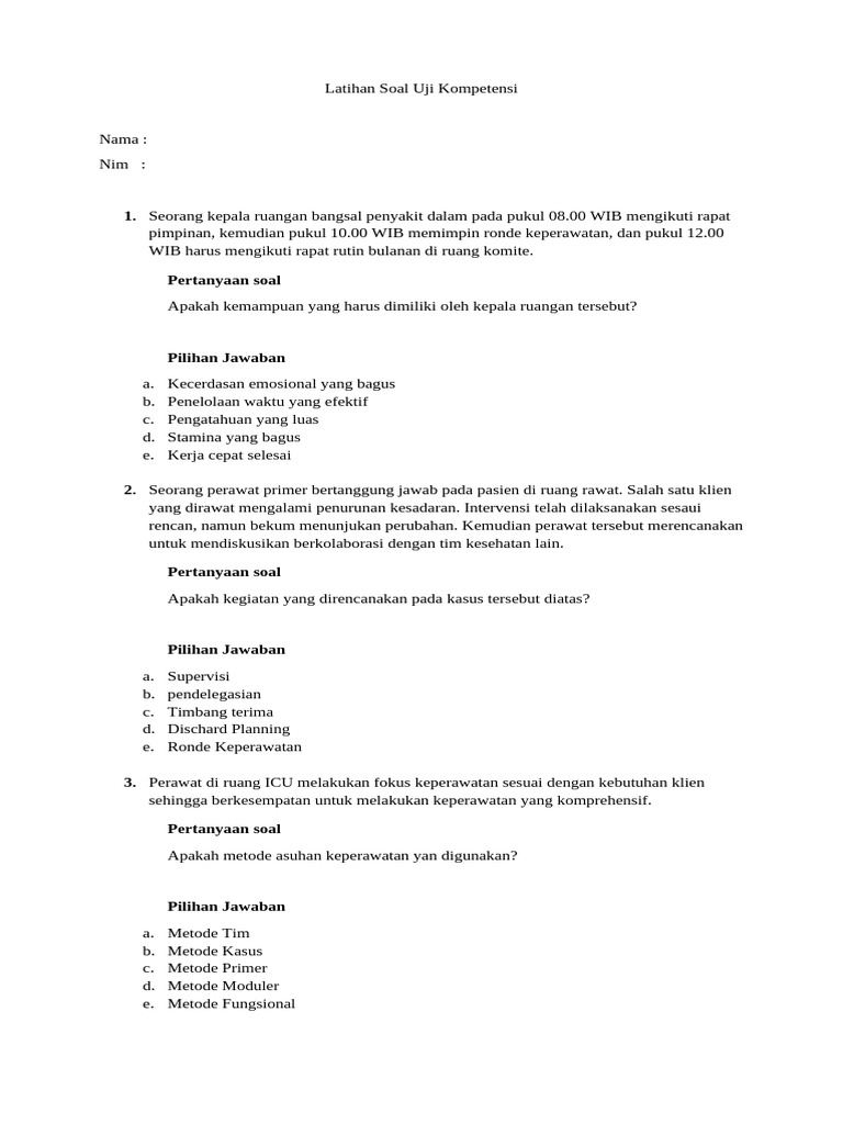 Latihan Soal Uji Kompetensi | PDF