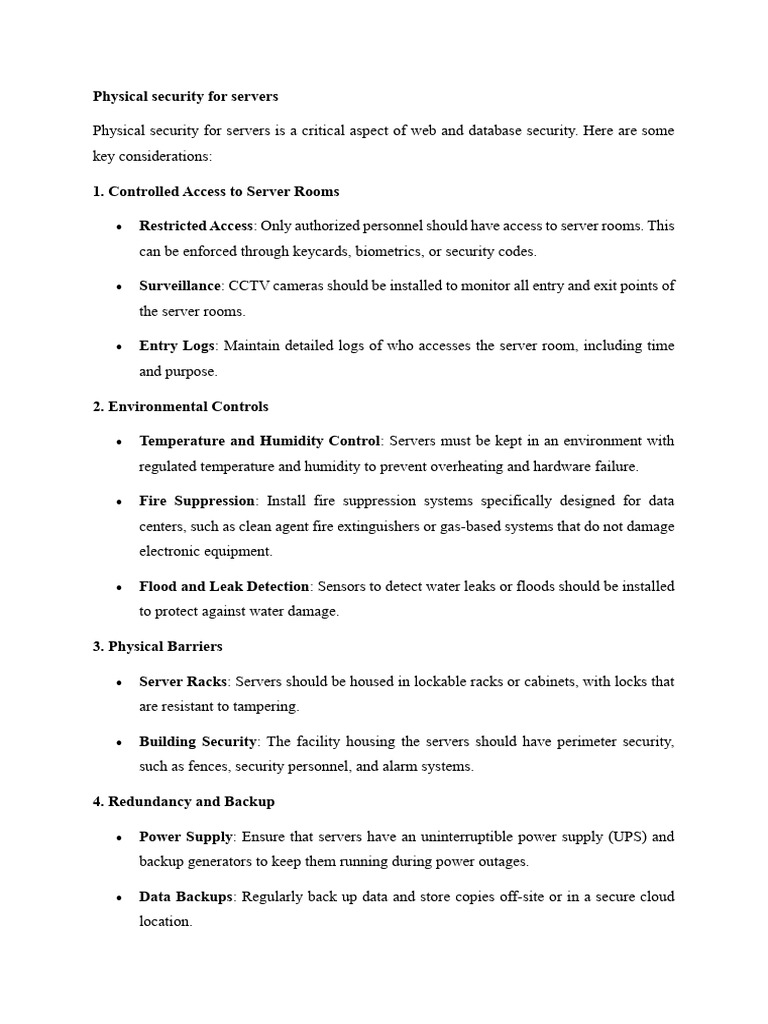 Physical Security For Servers | PDF | Physical Security | Security Alarm