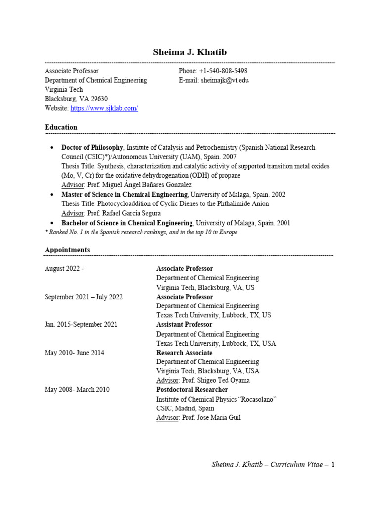 CV_Khatib_web_VT | PDF | Catalysis | Physical Sciences