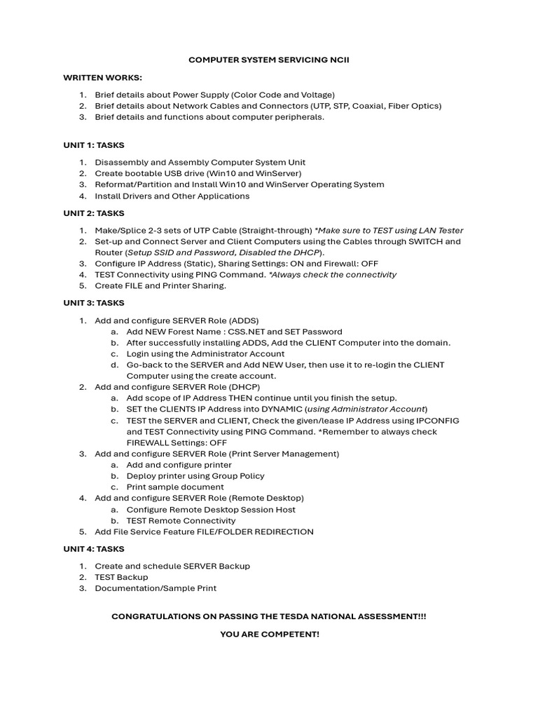 Computer System Servicing Ncii | PDF