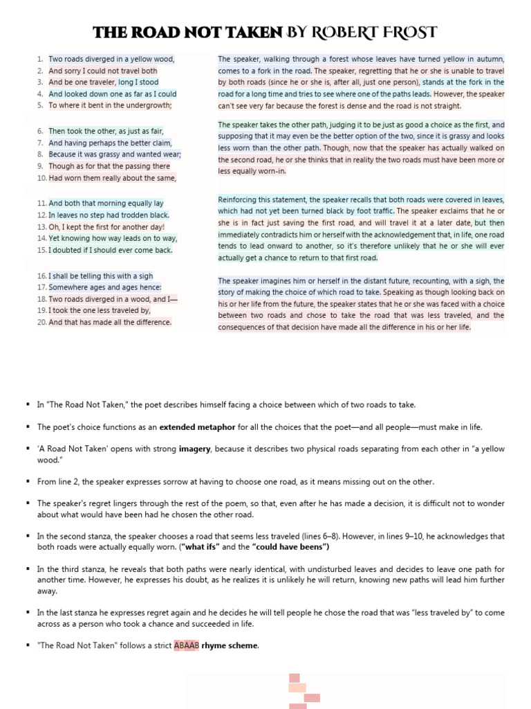 The Road Not Taken by Robert Frost | PDF