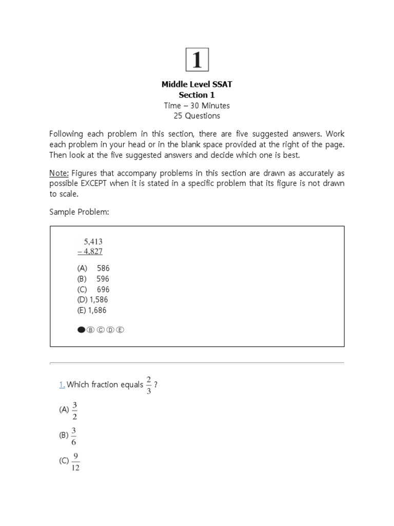 (2024) Princeton Review SSAT - 2. Upper Level SSAT Math Section 1 | PDF | Mathematics
