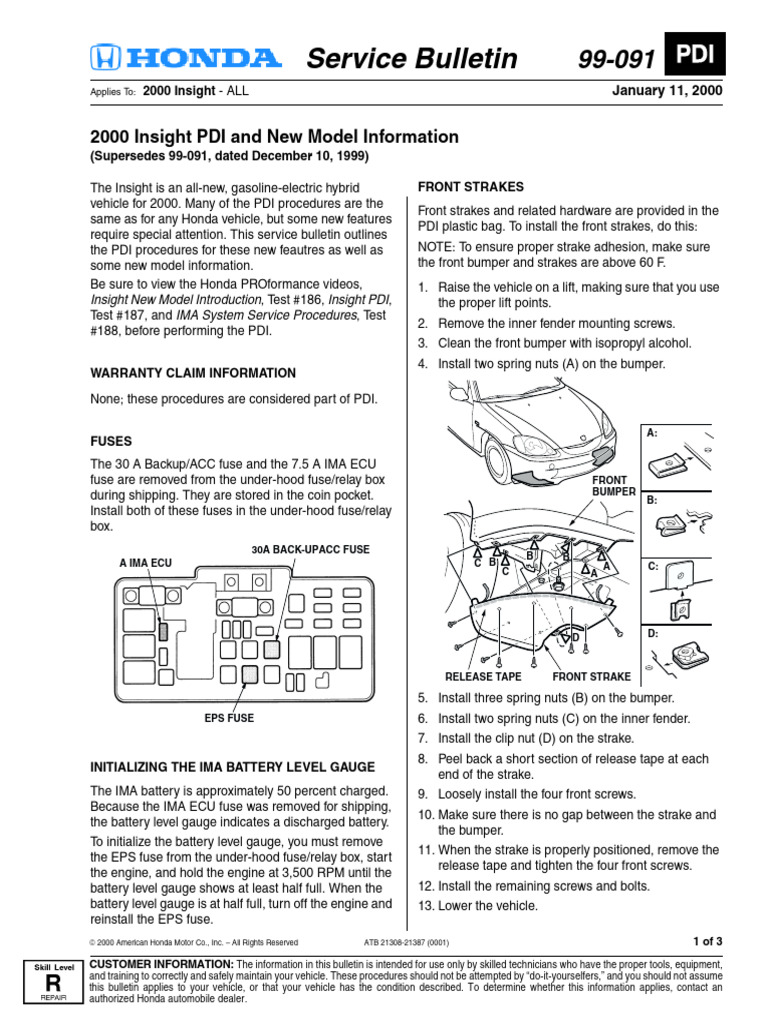 2000 Insight PDI and New Model Information | PDF | Fuel Economy In ...