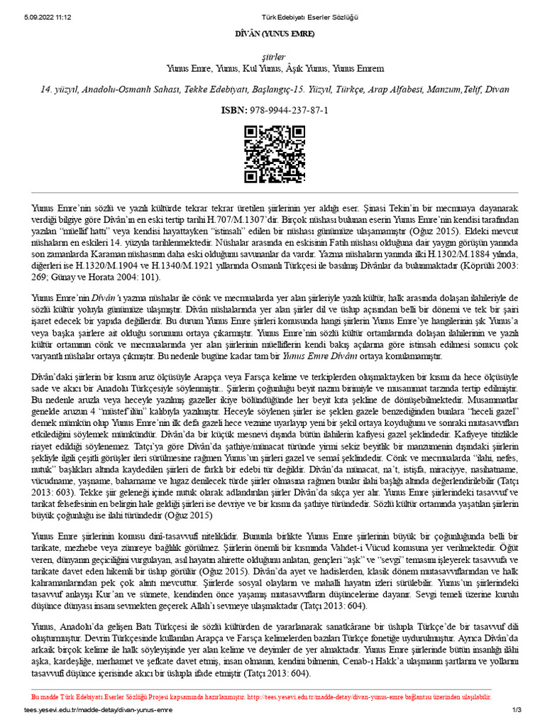 Divan Yunus Emre | PDF