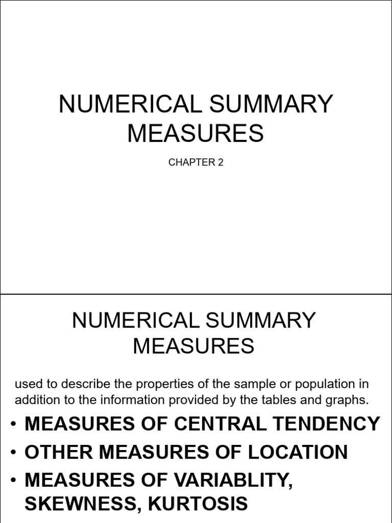 MAT-08-Engineering-Data-Analysis-NUMERICAL SUMMARY MEASURES | PDF ...