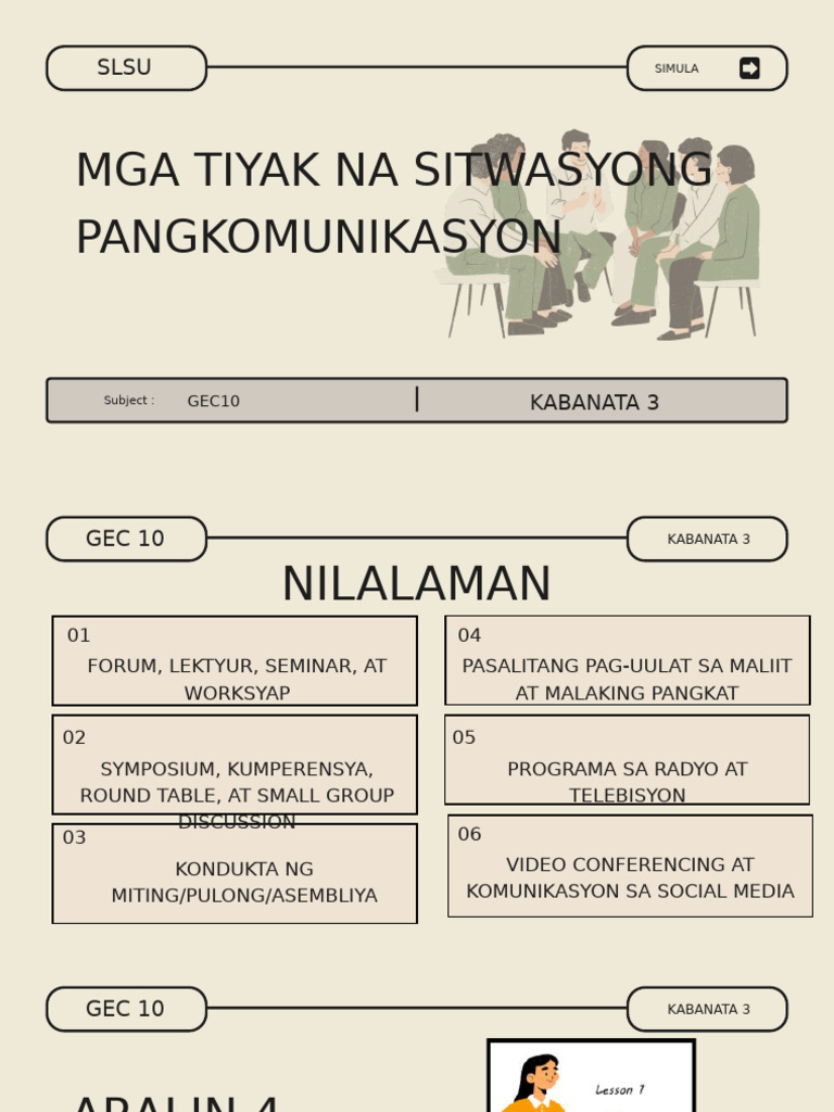 Mga Tiyak Na Sitwasyong Pangkomunikasyon | PDF