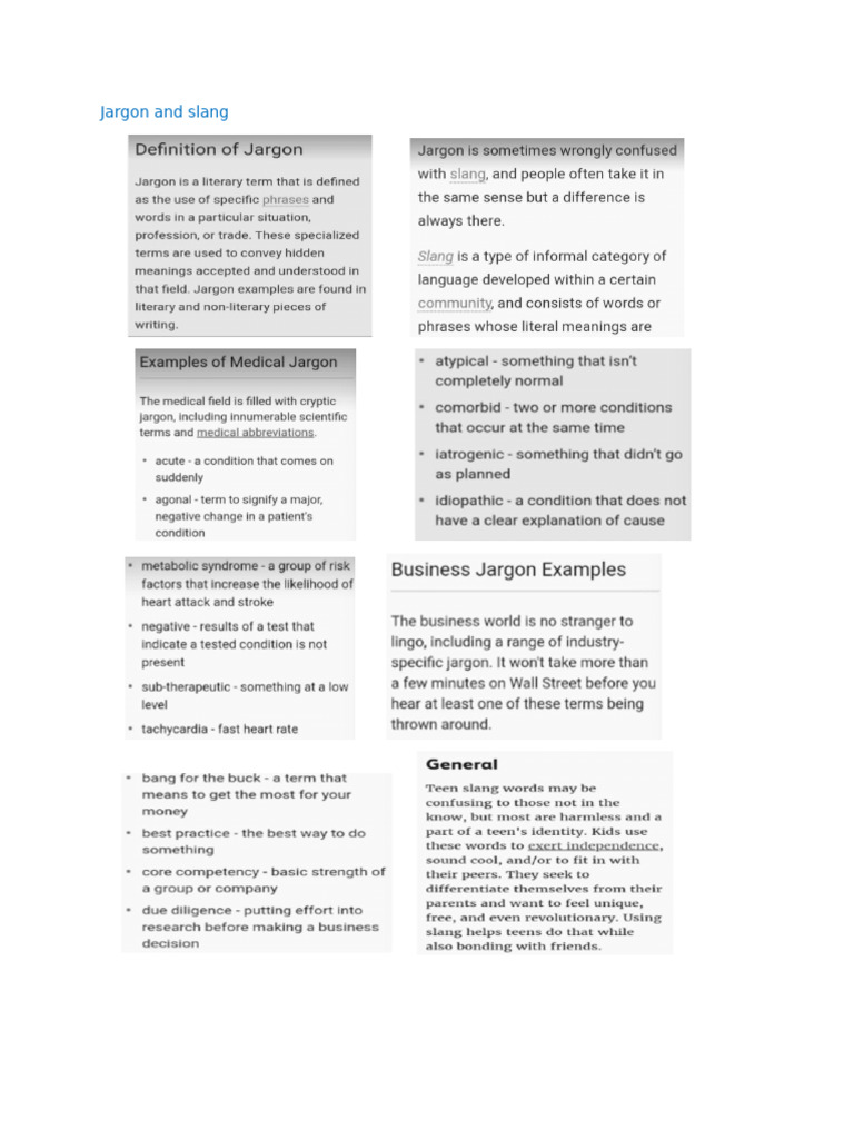 Understanding Jargon and Slang | PDF
