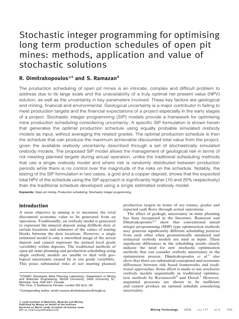 Stochastic Integer Programming For Optim Pdf Mathematical Optimization Net Present Value