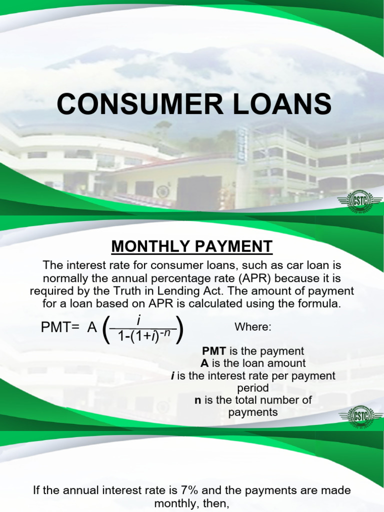 Consumer Loan Payment Calculations | PDF | Annual Percentage Rate ...