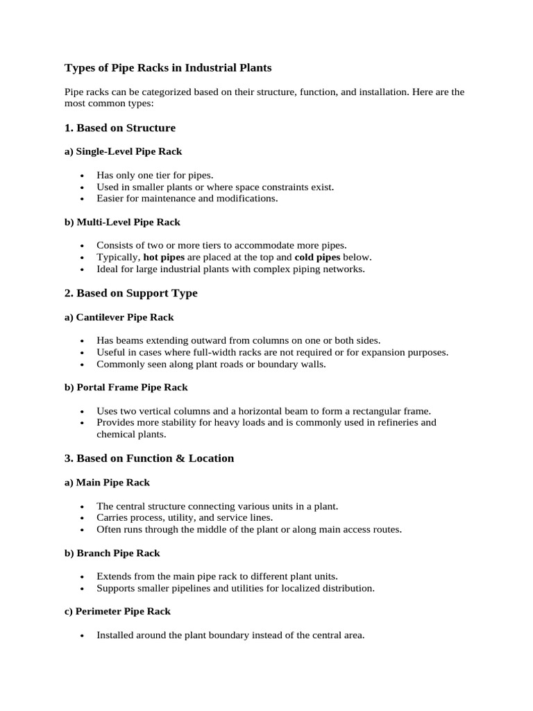 Pipe Rack Types | PDF