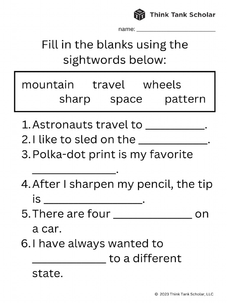 free-sightword-word-fill-in-the-blanks-sentence-writing-lesson ...