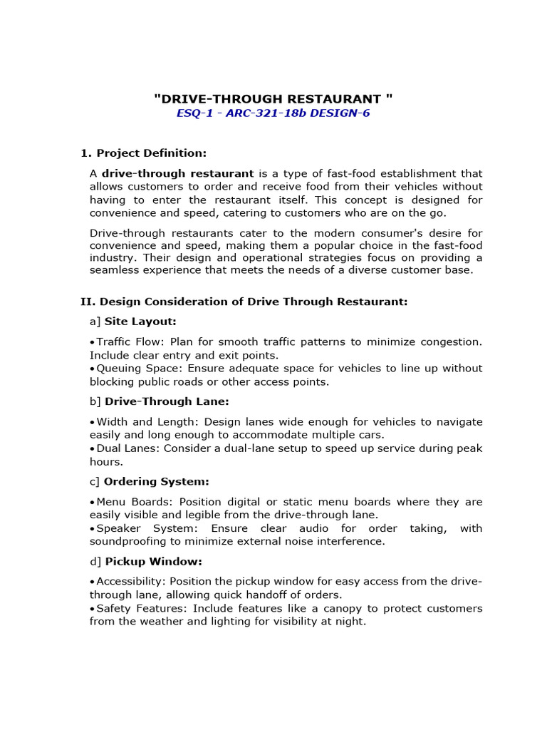 Esq 1 Drive Through Restaurant | PDF | Traffic | Restaurants