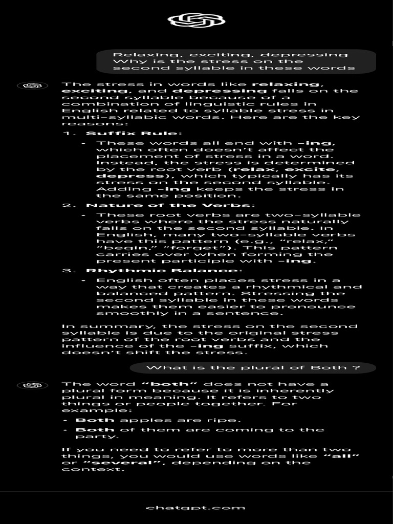 Stress Patterns in English | PDF