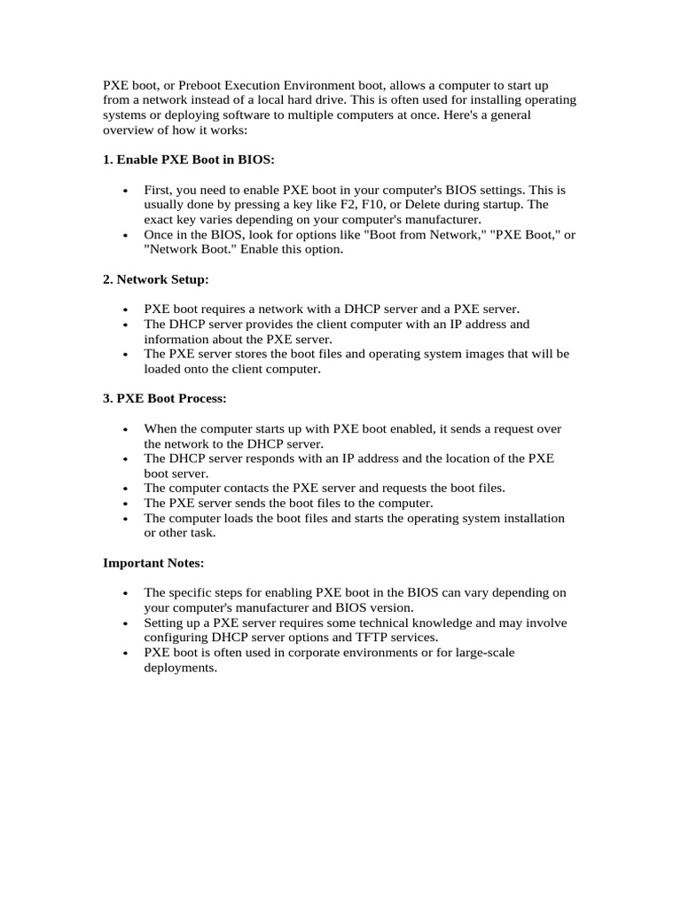 PXE Boot Setup and Process Guide | PDF