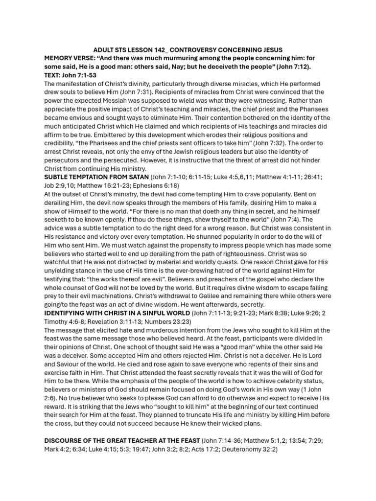 Jesus: Controversies and Teachings | PDF | Jesus | Gospel Of Matthew