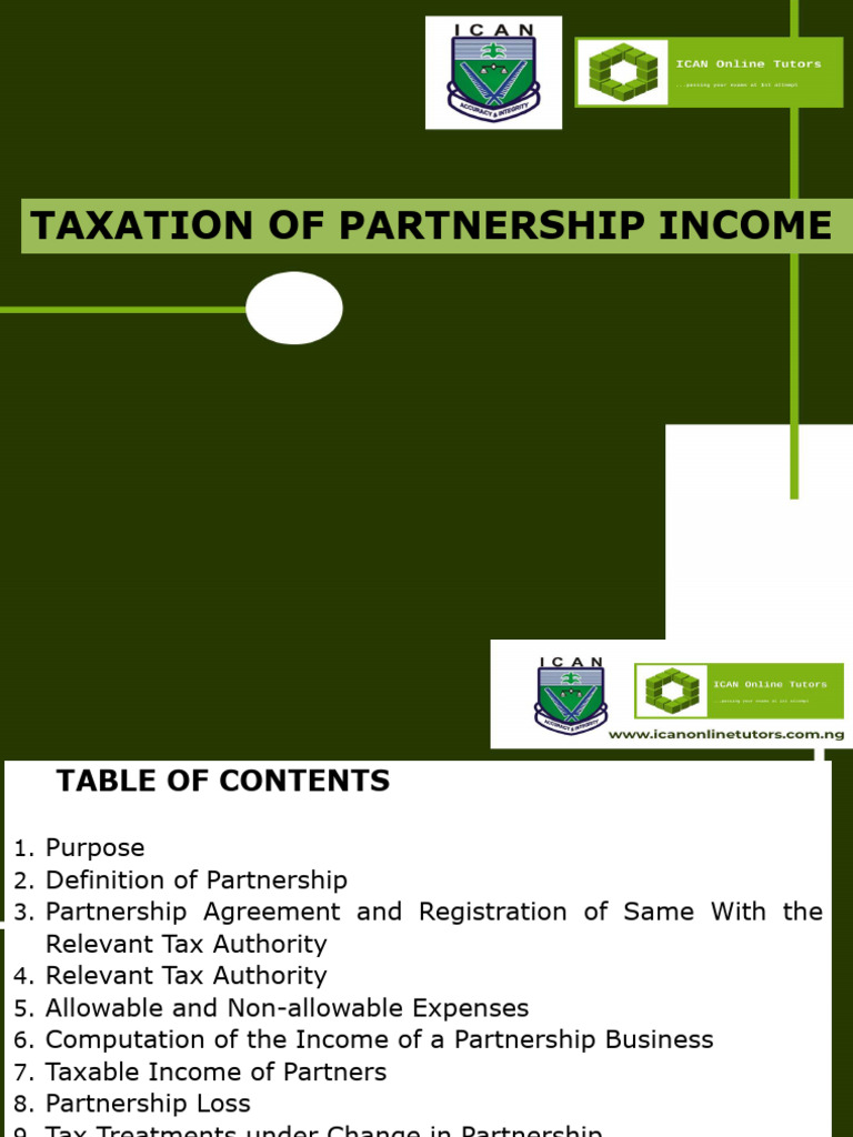 Partnership Income Tax Overview | PDF | Partnership | Taxes