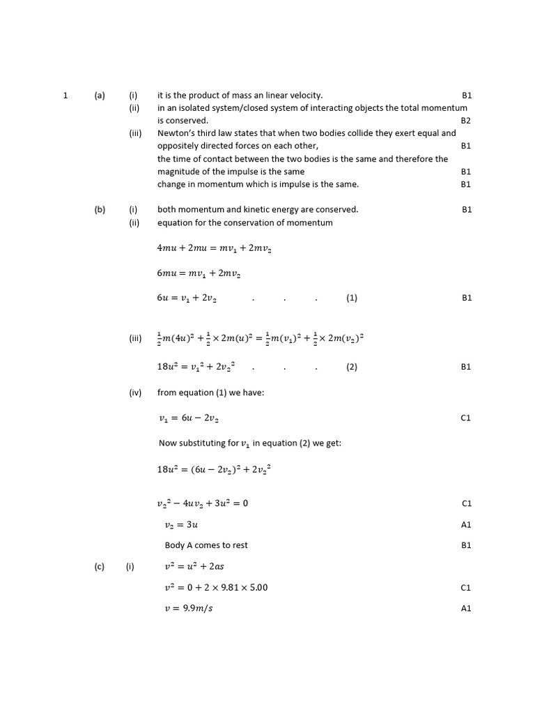 Momentum and Energy Conservation Principles | PDF | Momentum | Force
