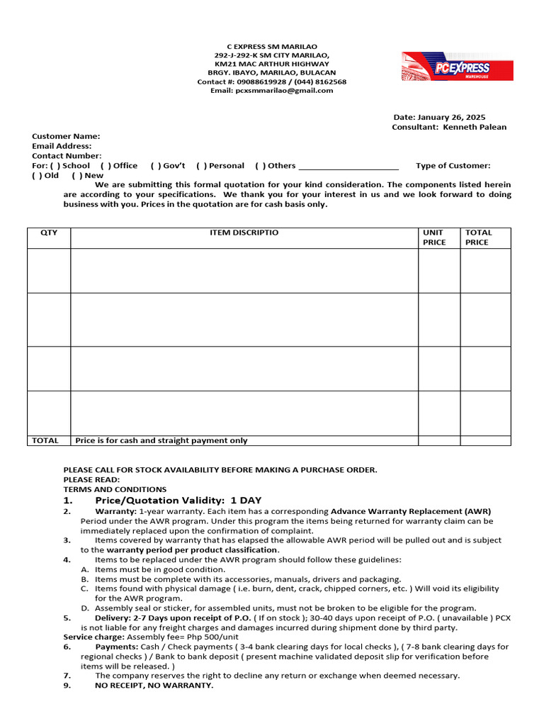 Laptop Quotation from C Express Marilao | PDF | Laptop | Banks