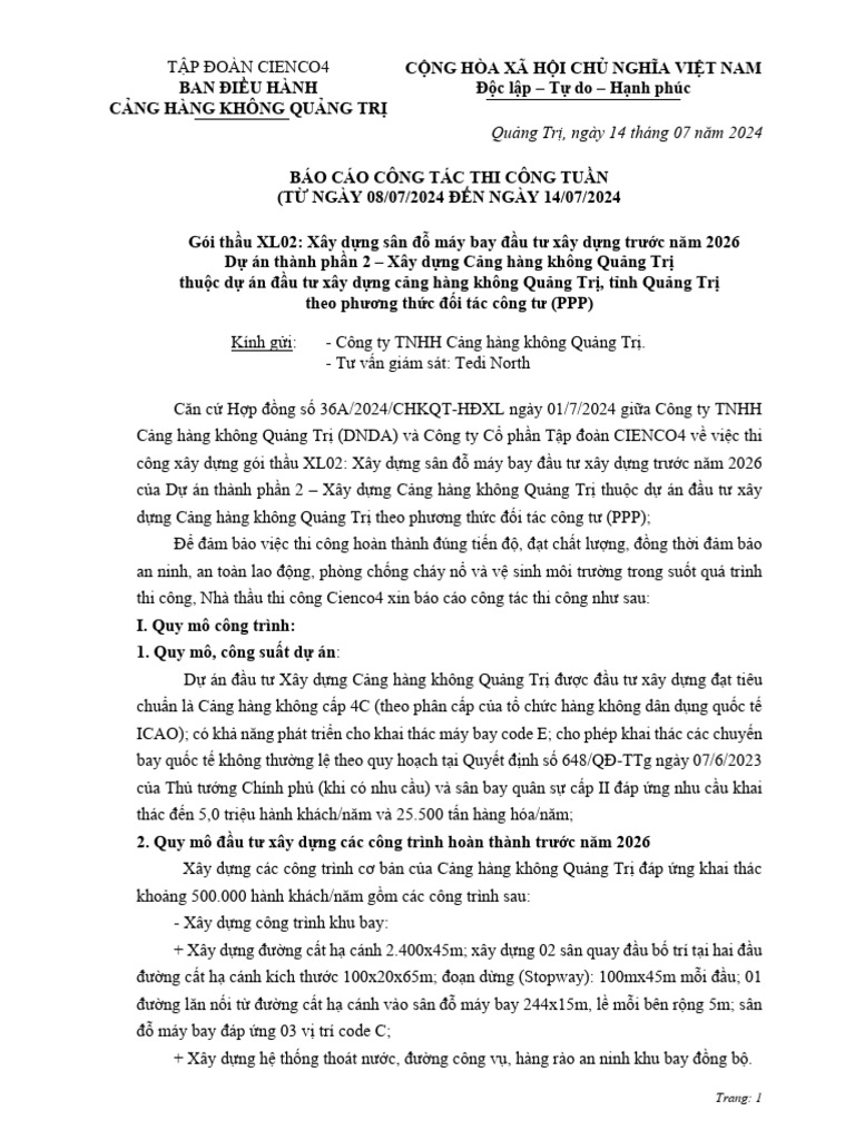 BC tuan 1 tu 8-15.07.2024 Ban QLDA | PDF