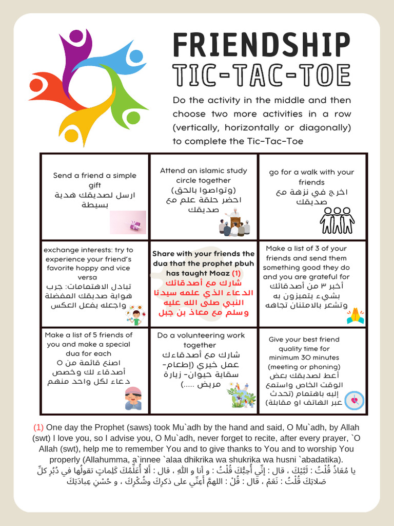 Friendship Tic Tac Toe (English&Arabic) | PDF