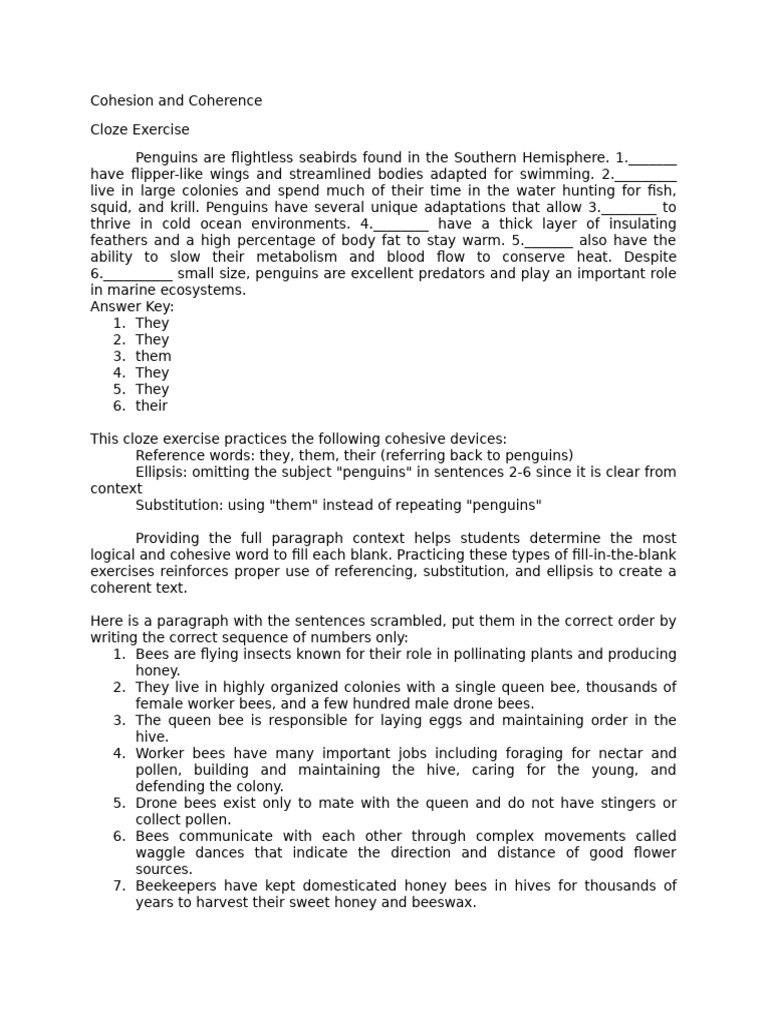 Cohesion and Coherence | PDF | Honey Bee | Bees
