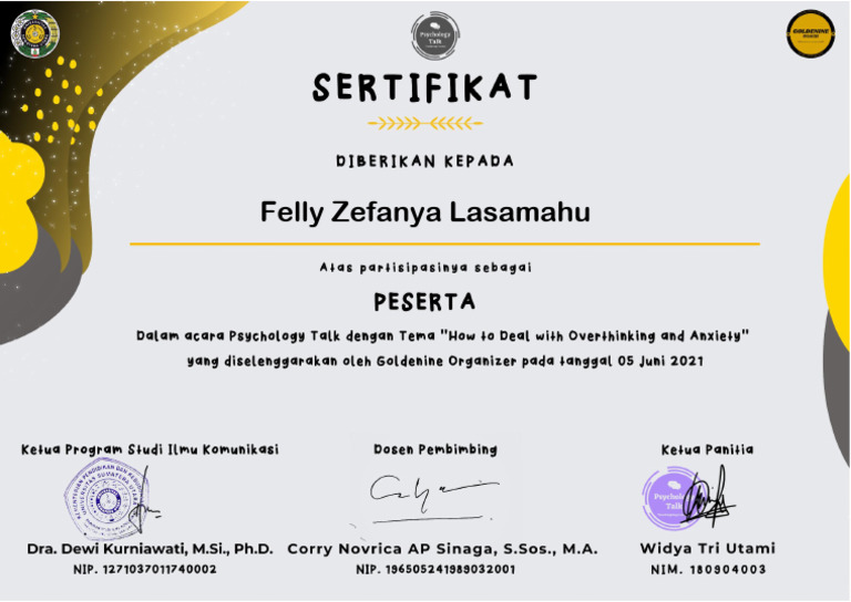 E-Sertifikat Psy Talk | PDF